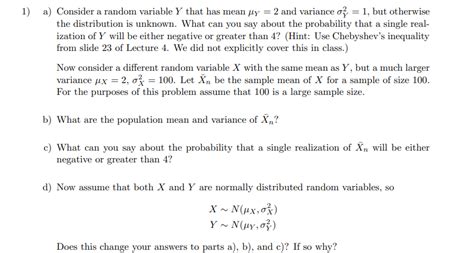 Solved a Consider a random variable Y that has mean μY Chegg