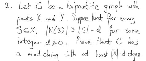 solved a ts x 2 let g be a bipartite graph with g parts x