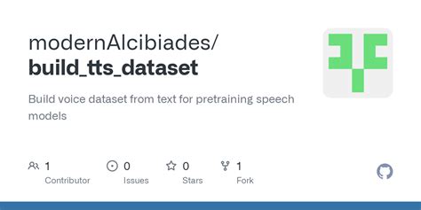 Github Modernalcibiades Build Tts Dataset Build Voice Dataset From Text For Pretraining