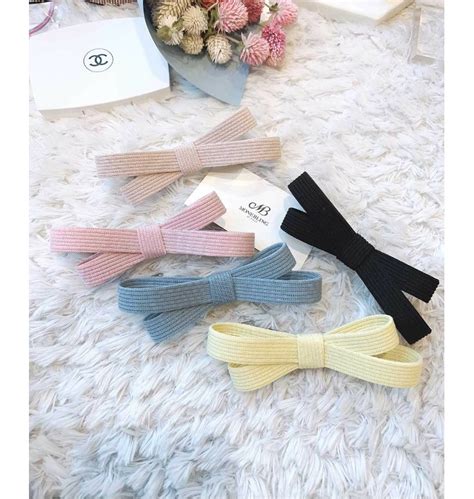 파스텔 골지 컬러 꼬임 볼륨 리본 클래식 우아한 핀 티몬