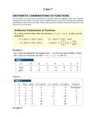 Class 8 Arithmetic Combinations Of Functions Pdf Class 7 ARITHMETIC COMBINATIONS OF FUNCTIONS
