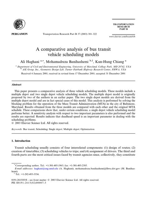A Comparative Analysis Of Bus Transitvehicle Scheduling Models Download Free Pdf