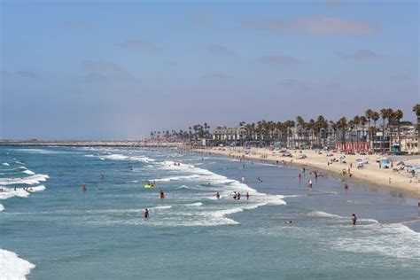 California Coast Series People Sunbathing Beach Umbrellas