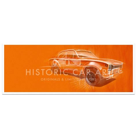 Revs Art Adam Gompertz Ford Escort Mk 1 Art Print Historic Car Art
