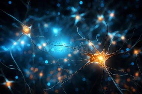 Neural Network Synapses Firing In The Brain Stock Illustration