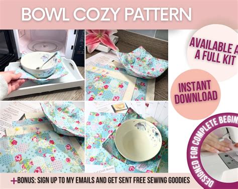 Round Bowl Cozy Printable Sewing Pattern And Tutorial Pdf Download