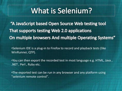 Selenium Testing Tool Jack Pptx Browsers Computer Software And