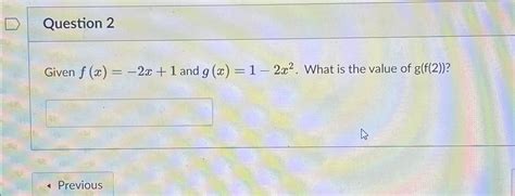 Solved Question 2given F X 2x 1 ﻿and G X 1 2x2 ﻿what Is