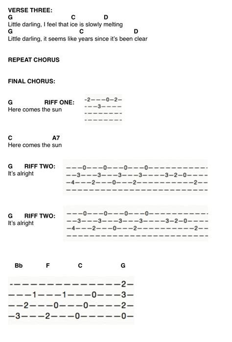 Here Comes The Sun Chords Easy Free Guitar Chords
