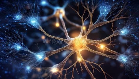 Neurons Connecting And Firing In Neural Network Science Concept Stock