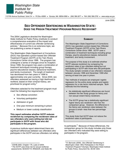 Does The Prison Treatment Program Reduce Recidivism Pdf Recidivism Sex Offender