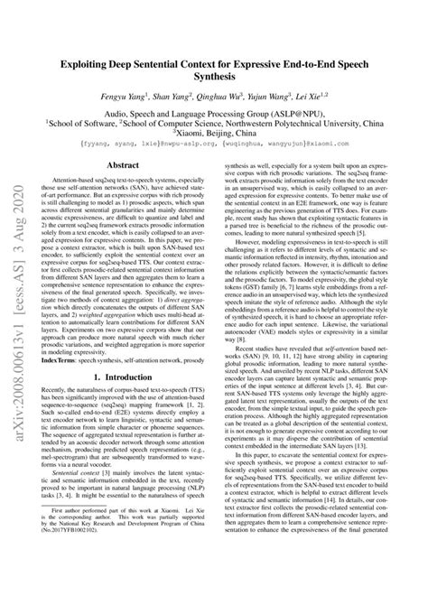 Exploiting Deep Sentential Context For Expressive End To End Speech Synthesis Deepai