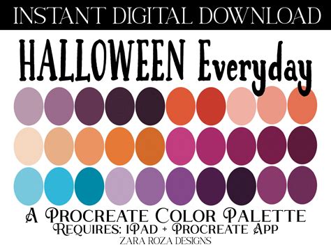 Halloween Everyday Procreate Color Palette Digital Download Requires Ipad Procreate App Etsy
