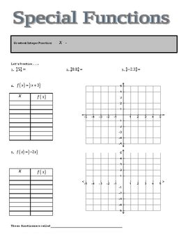 Special Functions Introductory Notes By Renee Perry TPT