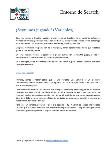 Variables Scratch Pdf Scratch Lenguaje De Programación Informática