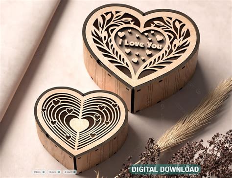 Heart Shape Laser Cut Wooden T Box For Valentines Day Jewelry Case