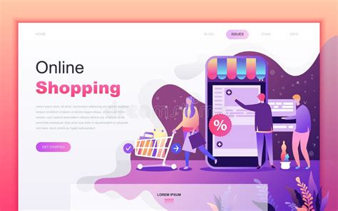 Modern Flat Cartoon Design Concept Of Shopping For Website And Mobile App Development Landing