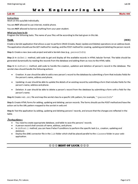 lab 08 servlet jdbc web eng pdf databases data management