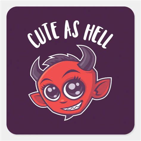 Cute As Hell Devil Square Sticker Zazzle