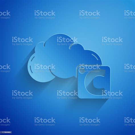 파란색 배경에 격리 된 섭씨와 구름 아이콘을 잘라 종이 종이 아트 스타일입니다 벡터 일러스트레이션 0명에 대한 스톡 벡터 아트 및 기타 이미지 Istock