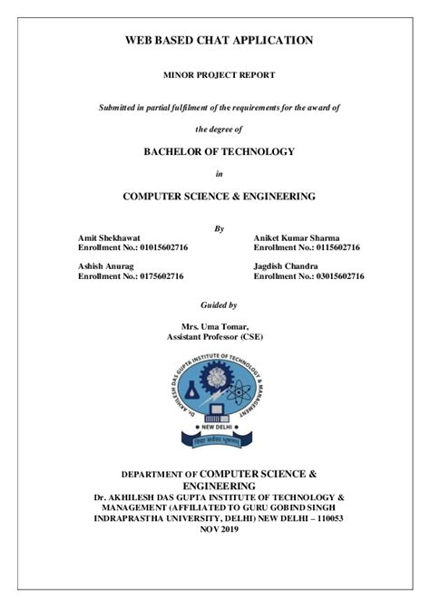 Pdf Web Based Chat Application Minor Project Report Computer Science