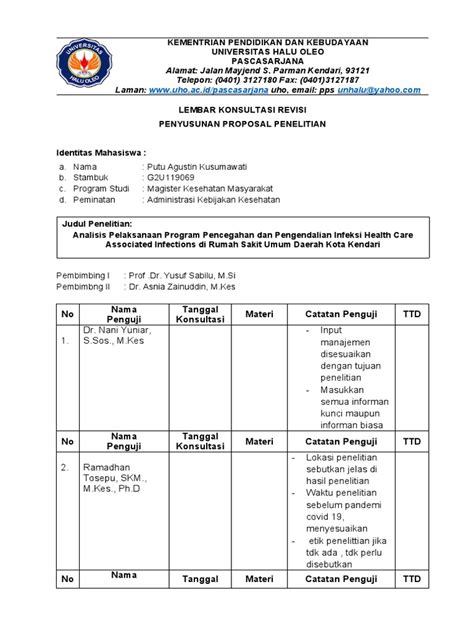 Lembar Konsultasi Revisi Proposal Tesis Nelini Pdf