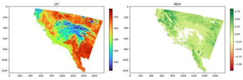 download and visualize land surface temperature and ndvi from sentinel