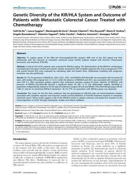 Pdf Genetic Diversity Of The Kirhla System And Outcome Of Patients