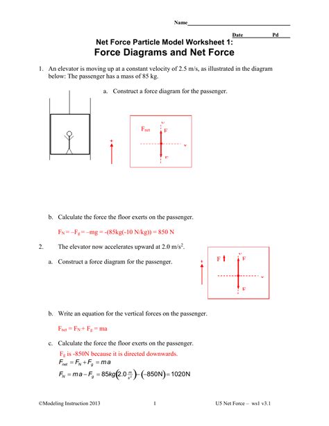 Net Force Particle Model Worksheet 4 Printable And Enjoyable Learning