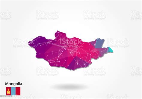 벡터 다각형 몽골지도 낮은 폴리 디자인 흰색 배경에 삼각형으로 만든지도 기하학적 구불 구불 한 삼각형 낮은 폴리 스타일