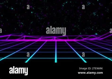 Concept 12 N1 Infinite Abstract Neon Retrowave Looping Animated Background With Moving Grid