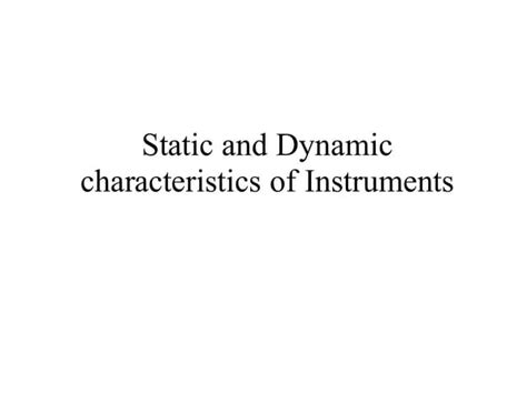 Static And Dynamic Characteristics Of Instruments Pdf Physics Science