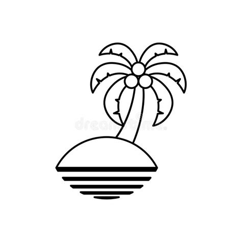 Coconut Tree Line Icon Isolated On White Background Stock Vector Illustration Of Tropical