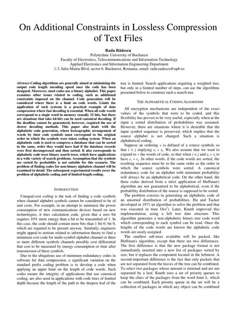 Pdf On Additional Constraints In Lossless Compression Of Text Files