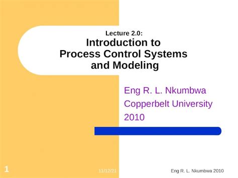 Ppt Lecture 20 Introduction To Process Control Systems And Modeling