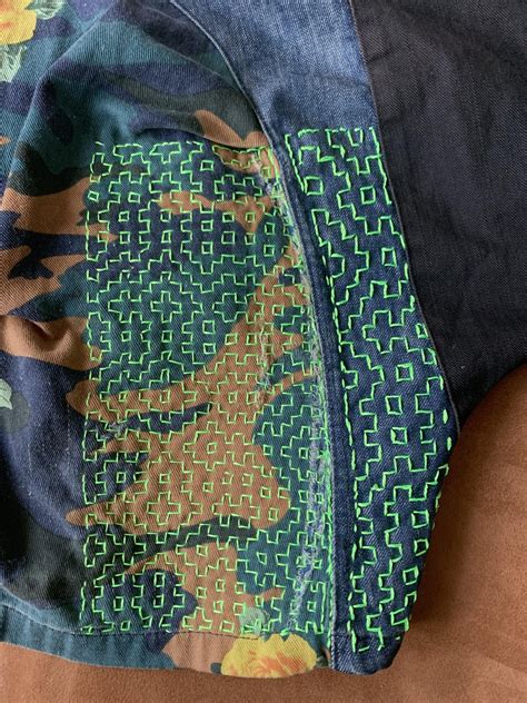 Randomized Hitomezashi Pattern On My Hippie Shorts R Visiblemending