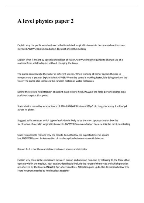 A Level Physics Paper 2 Questions And Answers 2024 A Level Physics Stuvia Us