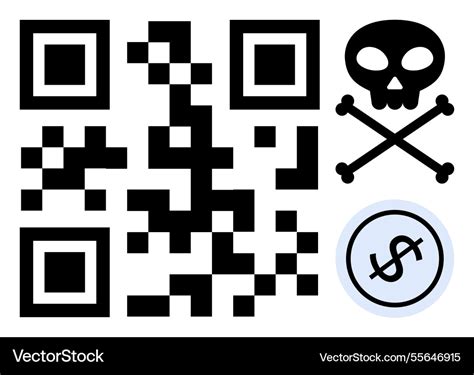 Qr Code With Skull And Crossbones Warning Vector Image