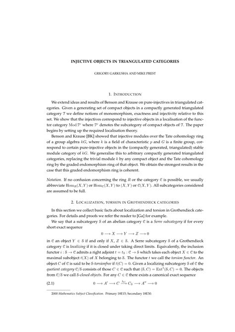 Pdf Injective Objects In Triangulated Categories