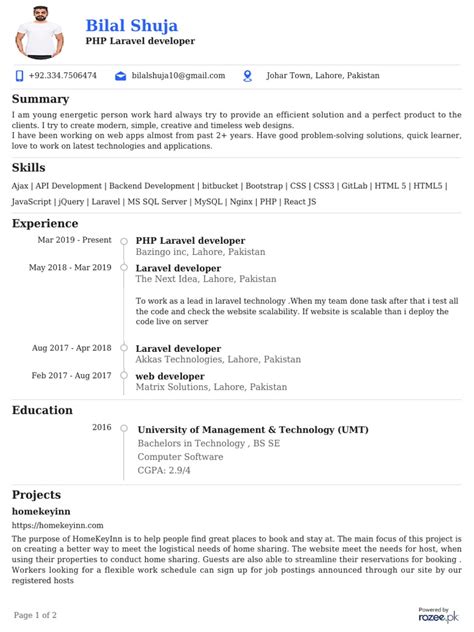 Bilal Shuja Php Laravel Developer Pdf Web Application Ajax Programming