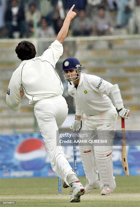 Pakistani Cricketer Mohammad Asif Gestures As He Celebrates After
