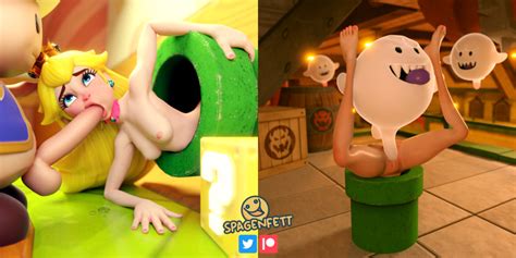 Rule 34 1girls 3d Blender Blender Software Blonde Hair Blowjob Boo Mario Breasts Crown