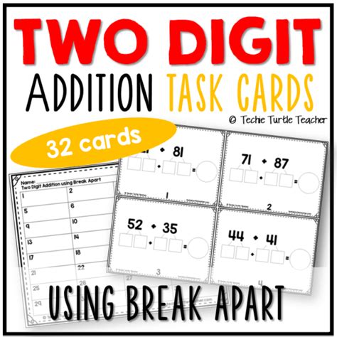 2 Digit Addition Using Break Apart Partial Sums Strategy Task Cards Made By Teachers