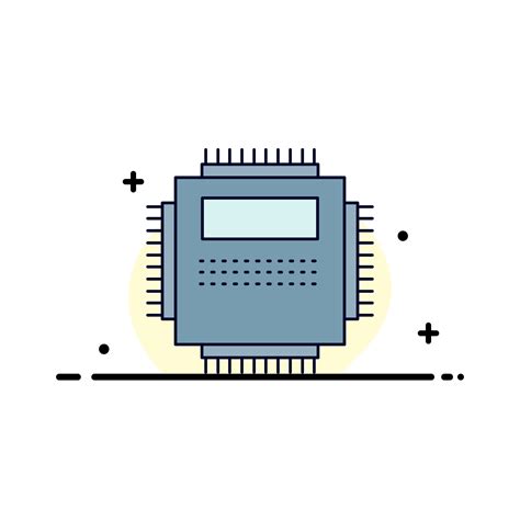 Processor Hardware Computer Pc Technology Flat Color Icon Vector