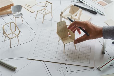 디자이너 스케치 드로잉 디자인 개발 제품 계획 초안 의자 윙백 인테리어 가구 프로토 타입 제조 생산 디자이너 스튜디오 컨셉 3차원 형태에 대한 스톡 사진 및 기타 이미지