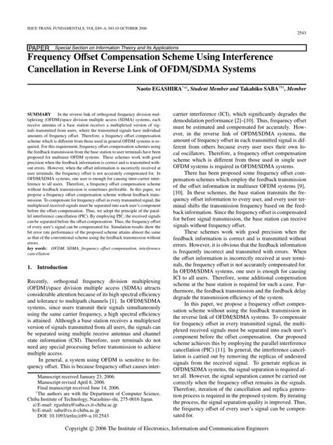 Pdf Frequency Offset Compensation Scheme Using Interference