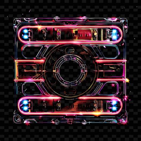 Premium Psd Png Dieselpunk Tape Decal With Industrial Elements And Neon Hig Creative Neon Y2k