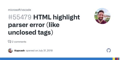 HTML Highlight Parser Error Like Unclosed Tags Issue Microsoft Vscode GitHub