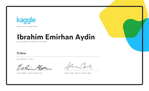Ibrahim Emirhan Aydin Completed The Python Course On Kaggle