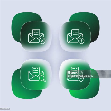 편지 위트 웹 사이트 버튼 설정 아이콘 메일 관리 이메일 봉투 메시지 교차 더하기 돋보기 위치 포인터 검색 추가 제거 비즈니스 개념 유리 형태 스타일 벡터 선 아이콘 기술에